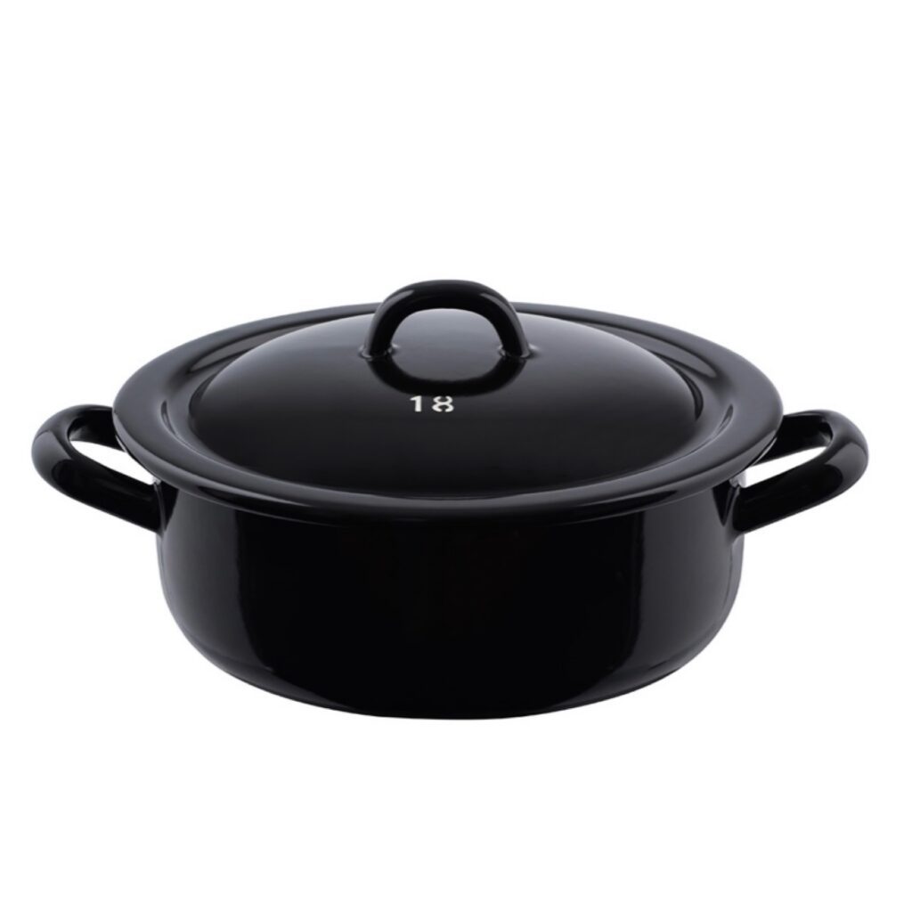 Enamel 16 Stewpot With Lid 1L Black